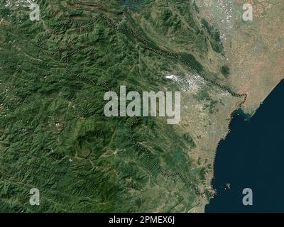 Khanh Hoa, province of Vietnam. Low resolution satellite map. Locations and names of major ...