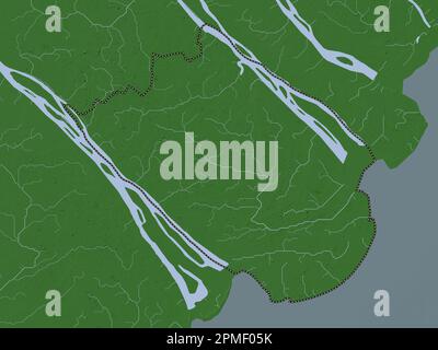 Tra Vinh, province of Vietnam. Colored elevation map with lakes and ...