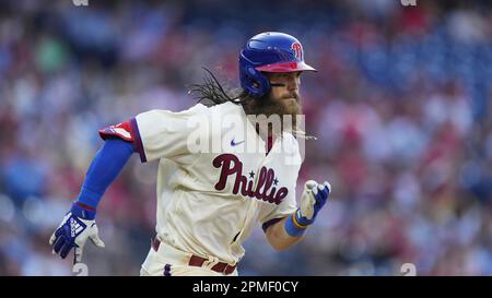 Philadelphia Phillies' Brandon Marsh plays during a baseball game ...