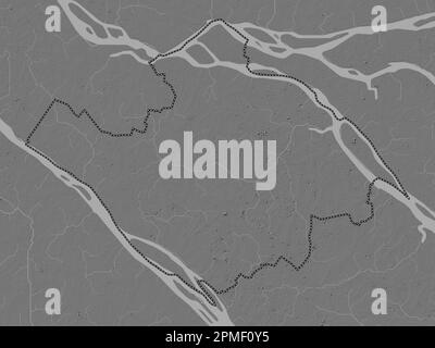 Long An, province of Vietnam. Bilevel elevation map with lakes and ...