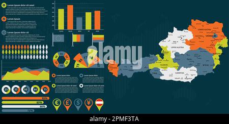 Detailed Austria map with infographic elements. Vector illustration ...