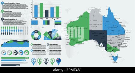 Detailed Australia map with infographic elements. Vector illustration ...