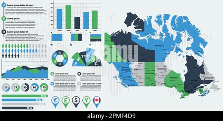 Infographic for Canada, detailed map of Canada with flag. Vector Info ...