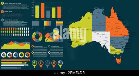 Detailed Australia map with infographic elements. Vector illustration ...