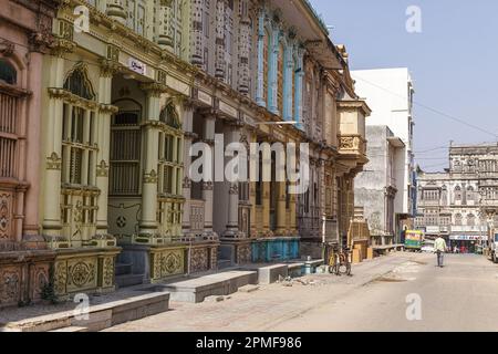 India, Gujarat, Sidhpur, Bohra Vad, street of muslim Bohra havelis ...