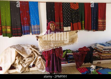 India, Gujarat, Bhujodi, Vankar Devji Bhimji weaving shop Stock Photo ...