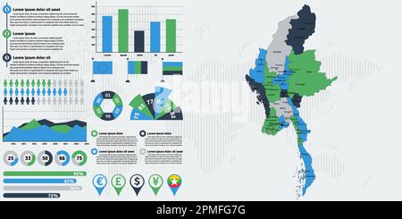 Detailed Myanmar map with infographic elements. Vector illustration Stock Vector Image & Art - Alamy
