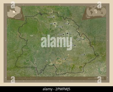 Copperbelt, province of Zambia. High resolution satellite map. Corner ...