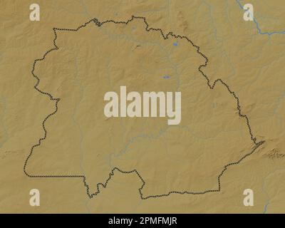 Copperbelt, province of Zambia. Colored elevation map with lakes and ...