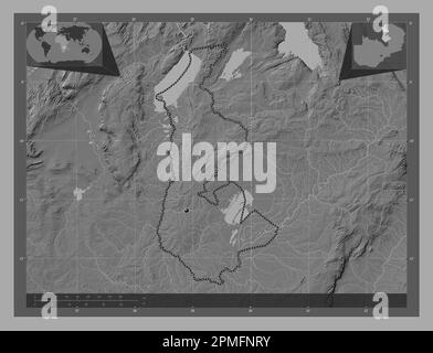 Luapula, province of Zambia. Bilevel elevation map with lakes and ...