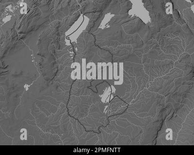 Luapula, province of Zambia. Grayscale elevation map with lakes and ...