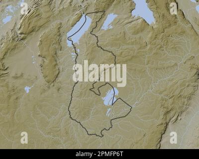 Luapula, province of Zambia. Colored elevation map with lakes and ...