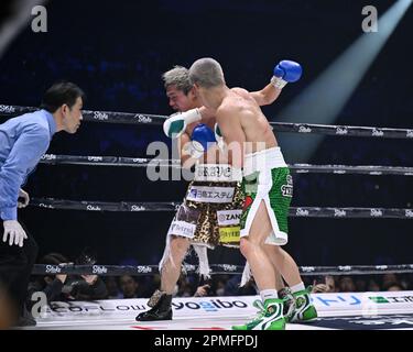 Tenshin Nasukawa (R) and Yuki Yonaha compete during their super ...