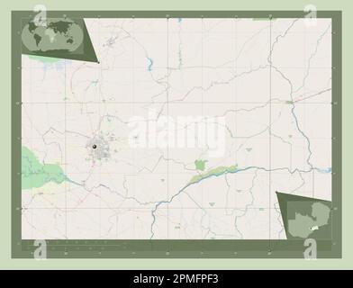 Lusaka, province of Zambia. Open Street Map. Locations and names of ...