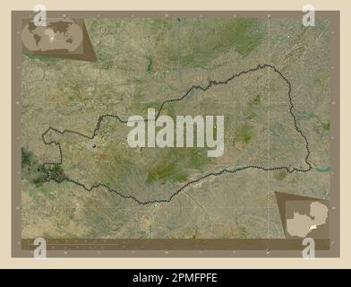 Lusaka, province of Zambia. High resolution satellite map. Locations ...