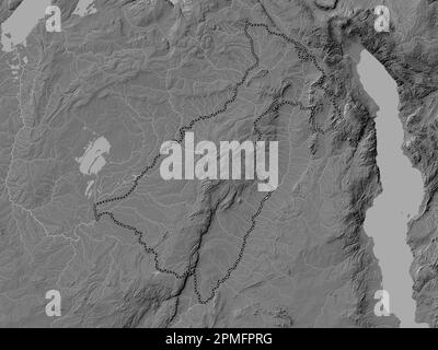Muchinga, province of Zambia. Bilevel elevation map with lakes and ...
