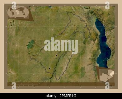 Muchinga, province of Zambia. Low resolution satellite map. Locations ...