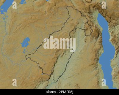 Muchinga, province of Zambia. Colored elevation map with lakes and ...