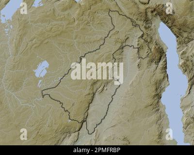 Muchinga, province of Zambia. Colored elevation map with lakes and ...