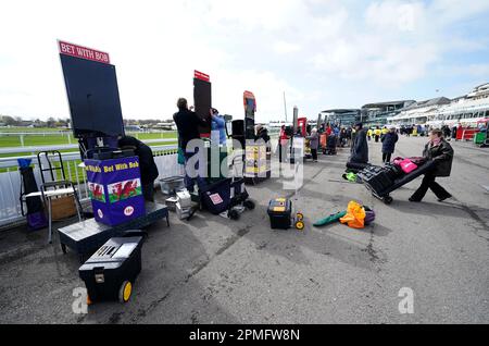 Bookmakers stalls are set up before day four of the Christmas Festival ...