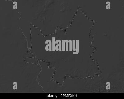 Bulawayo, city of Zimbabwe. Grayscale elevation map with lakes and ...