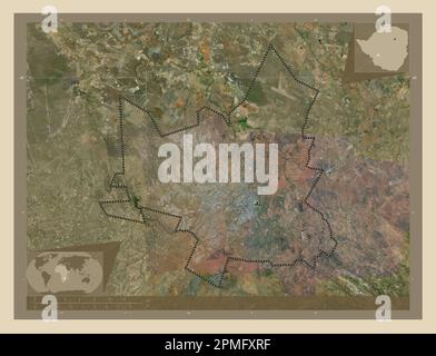 Bulawayo, city of Zimbabwe. High resolution satellite map. Locations ...