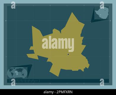 Bulawayo, city of Zimbabwe. Solid color shape. Corner auxiliary ...