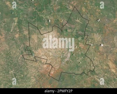 Bulawayo, city of Zimbabwe. Low resolution satellite map. Locations and ...