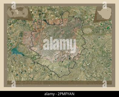 Harare, city of Zimbabwe. High resolution satellite map. Corner ...