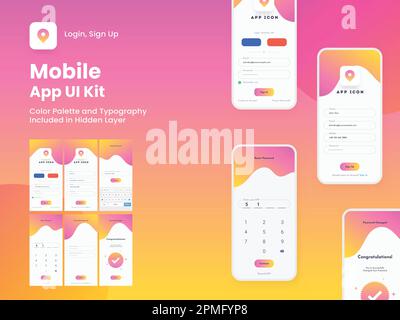 Wireframe UI, UX and GUI Layout with Different Login Screens including Account Sign In, Sign Up ...