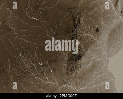 Manicaland, province of Zimbabwe. Colored elevation map with lakes and ...