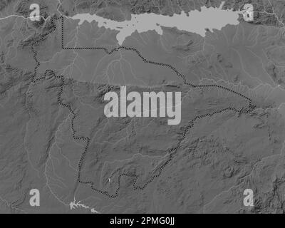 Mashonaland Central, province of Zimbabwe. Grayscale elevation map with ...