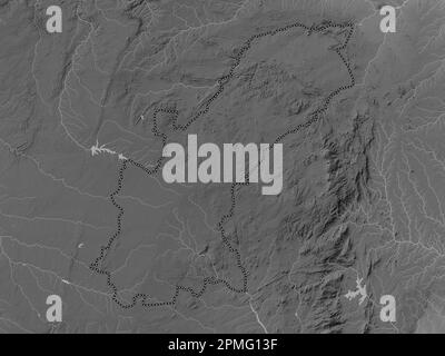 Mashonaland East, province of Zimbabwe. Grayscale elevation map with ...