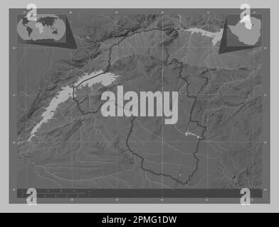 Mashonaland West, province of Zimbabwe. Grayscale elevation map with ...
