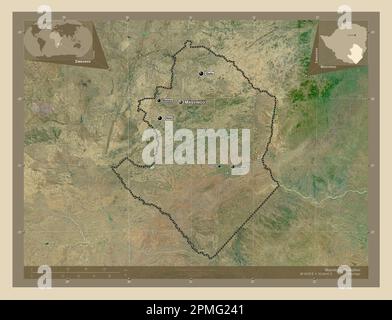 Masvingo, province of Zimbabwe. High resolution satellite map. Corner ...