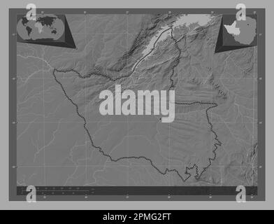 Matabeleland North, province of Zimbabwe. Bilevel elevation map with ...