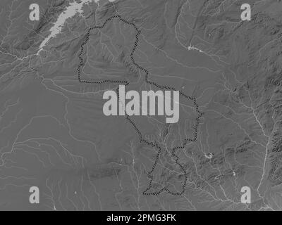 Midlands, province of Zimbabwe. Grayscale elevation map with lakes and ...