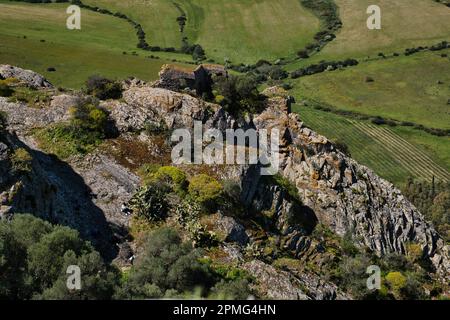 View of the ruins of the Acquafredda castle in Siliqua Stock Photo - Alamy