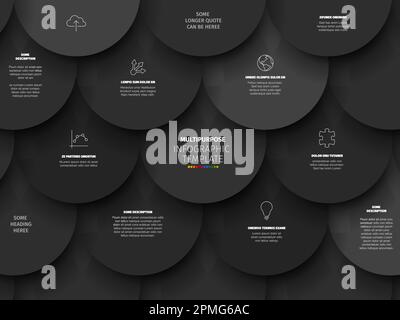 Vector Minimalist dark gray infographic report template with hexagons ...