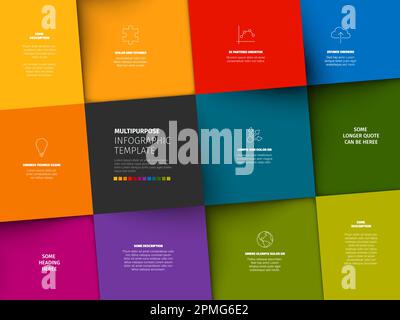 Vector Minimalist colorful mosaic Infographic report template with ...