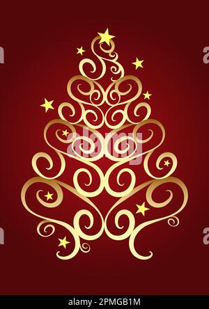 abstract golden christmas tree vector design illustration Stock Vector ...