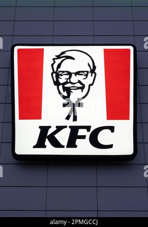 KFC neon sign logo on a facade. Minsk, Belarus, 2023 Stock Photo - Alamy