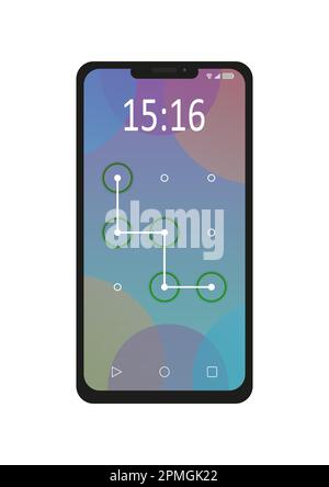Pattern lock smartphone interface vector template. Password. Mobile lock combination. App page ...