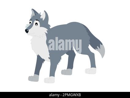 Cartoon wolf standing on white background Stock Vector Image & Art - Alamy