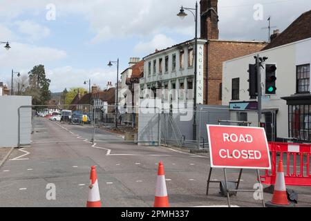 The A286, A272 main road through Midhurst, West Sussex closed due to ...