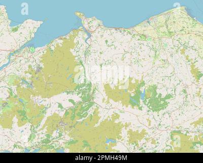 Conwy, region of Wales - Great Britain. Colored elevation map with ...