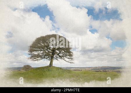 Digital painting of Blackshaw Moor from Grindon Moor, Staffordshire ...