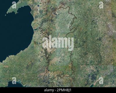 Powys, region of Wales - Great Britain. Low resolution satellite map ...