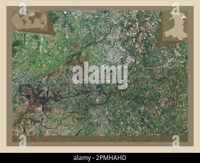 Wrexham, region of Wales - Great Britain. High resolution satellite map ...