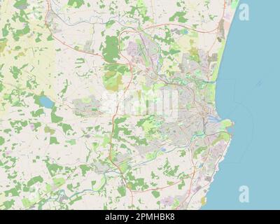 Aberdeen, region of Scotland - Great Britain. Low resolution satellite ...